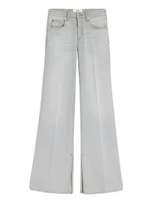 Ami High-rise Wide-leg Jeans - Grey