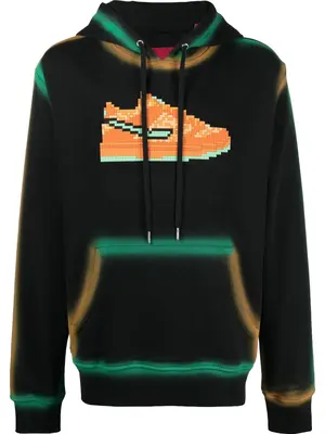 MOSTLY HEARD RARELY SEEN Furry Graphic-print Cotton Hoodie - Black