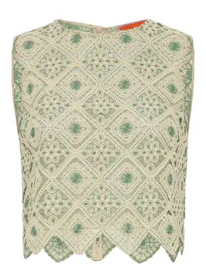 LA DOUBLEJ La DoubleJ Aria Macramé Cropped Blouse
