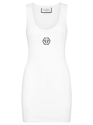 Philipp Plein Logo-embroidered Tank Dress - White