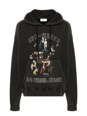Off-White Graphic-print Cotton Hoodie - Black