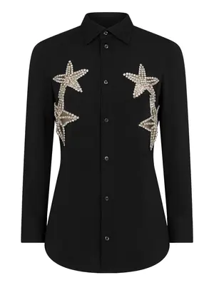 Dsquared2 Star-appliqué Crystal-embellished Shirt - Black
