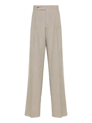 Giorgio Armani Linen Straight-leg Trousers - Neutrals