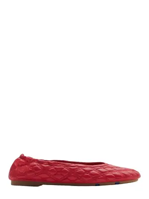 Burberry Sadler Leather Ballerina Shoes - Red