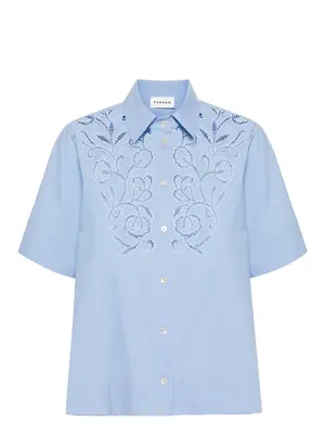 P.a.r.o.s.h Guipure-lace Cotton Shirt - Blue