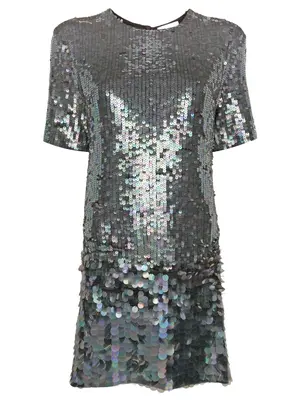 P.a.r.o.s.h Sequinned Mini Shirt Dress - Grey