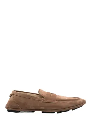 Dolce & Gabbana Logo-plaque Suede Loafers - Brown