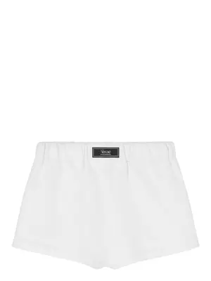 Versace Logo-embroidered Cotton Shorts - White
