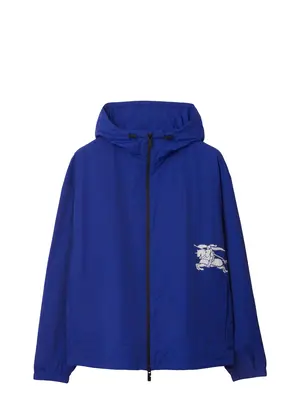 Burberry Equestrian Knight-appliqué Hooded Jacket - Blue