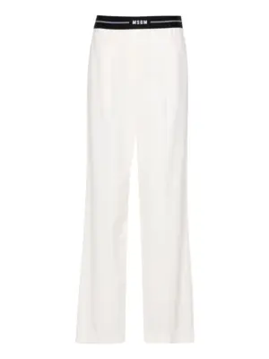 MSGM MSGM Logo Waistband Wide-Leg Trousers