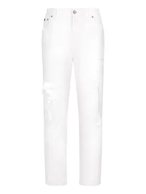 Dolce & Gabbana Distressed Straight Jeans - White