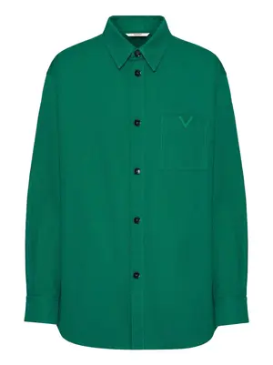 Valentino Garavani V-detail Canvas Shirt Jacket - Green