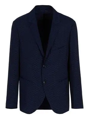 Giorgio Armani Zigzag-print Single-breasted Blazer - Blue