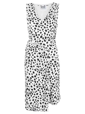 Moschino Polka Dot-print Gathered Dress - White