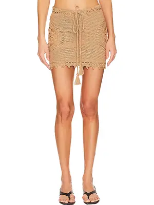 Tularosa Nassau Crochet Knit Skirt - Tan
