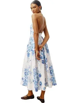 REFORMATION Percy Linen Midi Dress - Verna