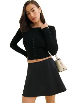 REFORMATION Brandy Linen Mini Skirt Black