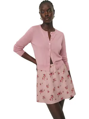 REFORMATION Brandy Linen Mini Skirt Tea Time