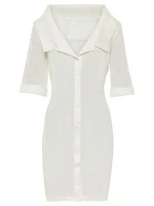 Jacquemus La Mini Robe Manta Jersey Shirt Dress - White