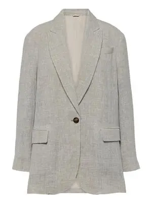 BRUNELLO CUCINELLI Brunello Cucinelli Oversized V-neck Linen-Blend Blazer