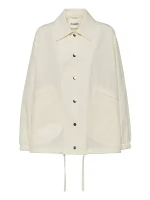 JIL SANDER Logo Cotton Shirt Jacket - Beige