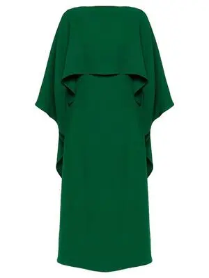 Valentino Garavani Caped Silk Crêpe Midi Dress - Green