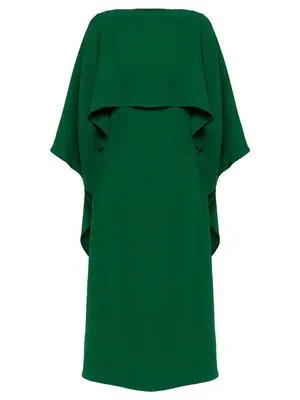 Valentino Garavani Caped Silk Crêpe Midi Dress - Green