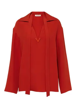 Valentino Garavani Tie-neck Blouse - Orange