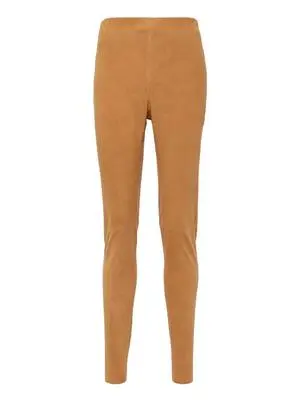 JOSEPH Mid-rise Suede Leggings - Brown