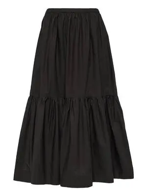 GANNI Cotton Poplin Midi Skirt - Black