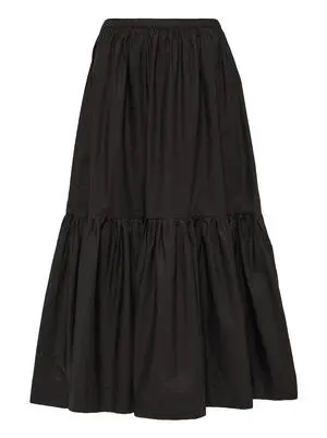 GANNI Cotton Poplin Midi Skirt - Black