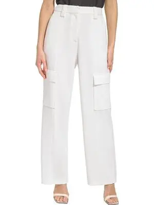 Dkny Straight-leg Crepe Cargo Pants - Ivory