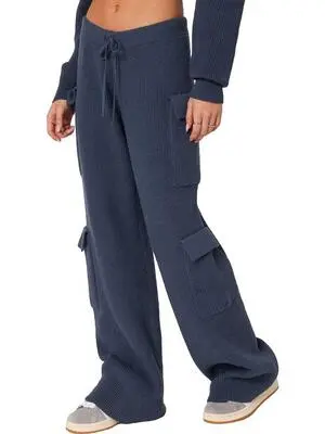 EDIKTED Wynter Drawstring Cargo Sweater Pants - Blue