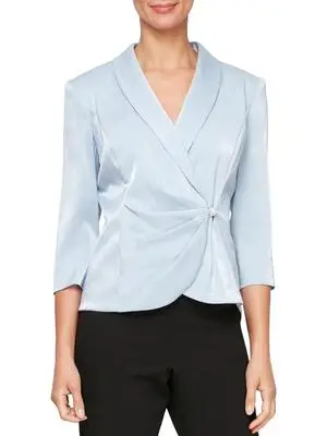 Alex Evenings Shawl Collar Wrap Top - Hydrangea