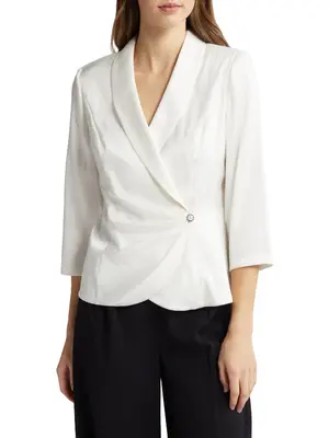 Alex Evenings Alex Evenings Shawl Collar Wrap Top Pearl