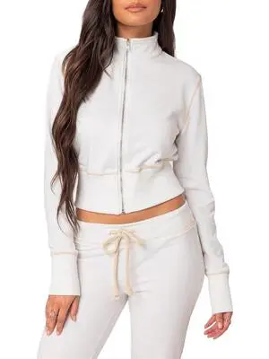 EDIKTED Alexia Crop Jacket - White