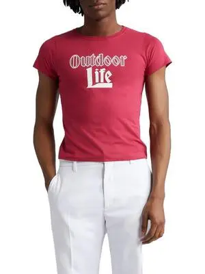 STOCKHOLM SURFBOARD CLUB Outdoor Rhinestone Organic Cotton Fitted T-shirt - Pink