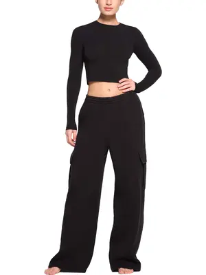 SKIMS Cotton Fleece Oversized Cargo Pant Onyx