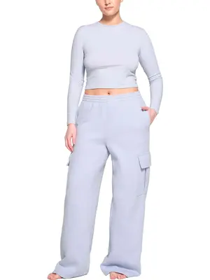 SKIMS Cotton Fleece Oversized Cargo Pant Periwinkle