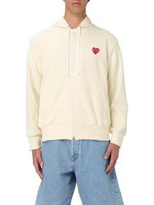 Play Comme Des Garcon Zip-up Hoodie With Heart Logo - White