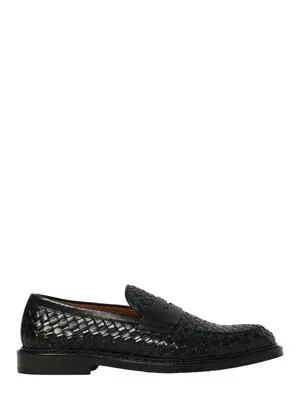DOUCAL'S Doucal's Woven Leather Loafers Blue