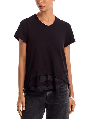 WILT CLOTHING Wilt Boxy Mixed Media Hem Tee Black