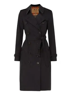 Burberry Kensington Long Organic Cotton-gabardine Trench Coat - Black