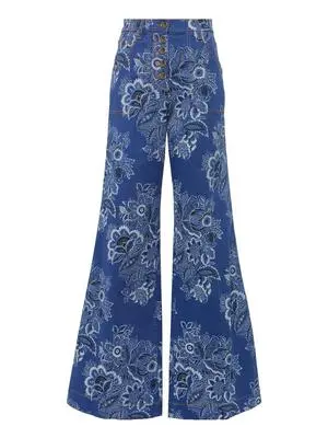 Etro Floral High-rise Flare Jeans - Blue
