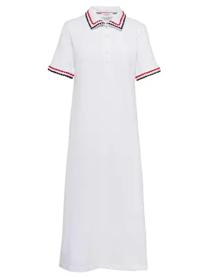 Thom Browne Cotton Piqué Midi Shirt Dress - White