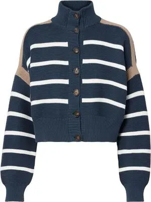 Brunello Cucinelli Striped Cotton Cardigan - Blue