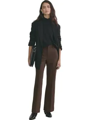 Everlane Bi-Stretch Flare Pant Brown Houndstooth