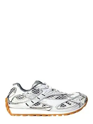 BOTTEGA  VENETA Orbit Metallic Rubber And Mesh Sneakers Silver