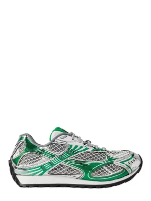 Bottega Veneta Orbit Metallic Rubber And Mesh Sneakers - Green