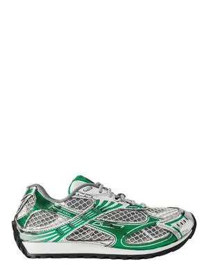 Bottega Veneta Orbit Metallic Rubber And Mesh Sneakers - Green